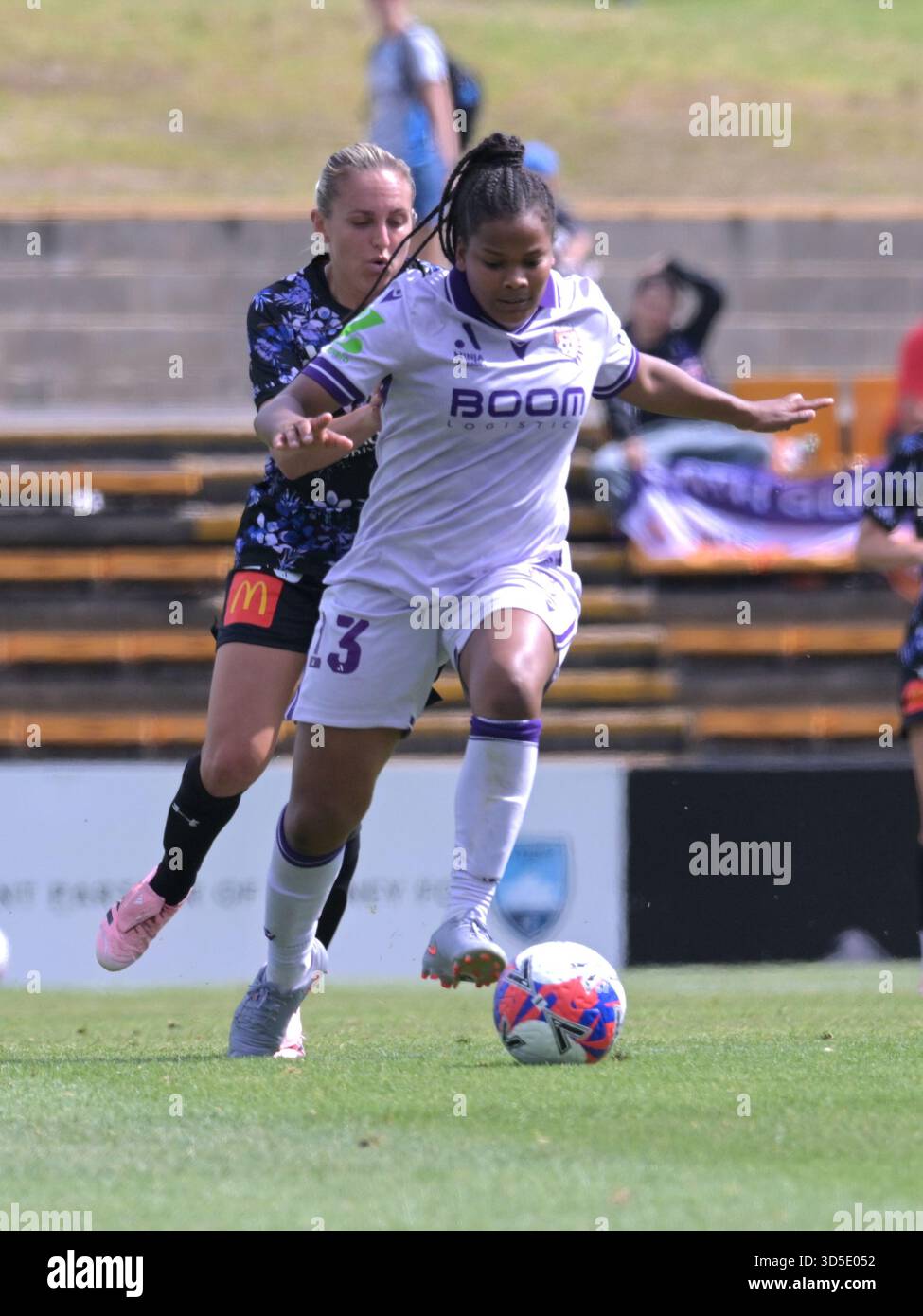 Mackenzie Hawkesby (L) of Sydney FC and Naomi Thomas-Chinnama (R) of ...