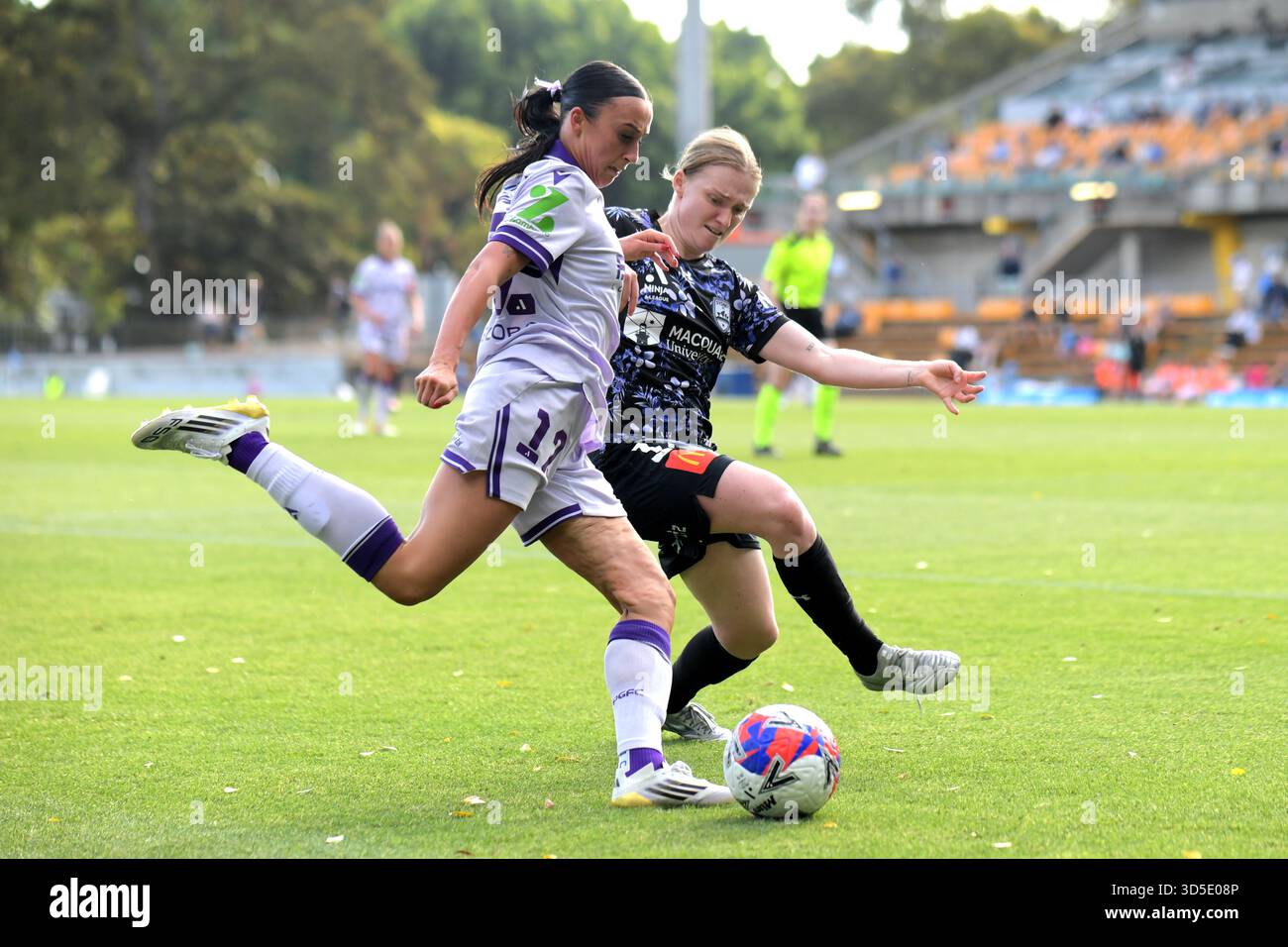 Bronte Trew (L) of Perth Glory and Abbey Lemon (R) of Sydney FC seen in ...