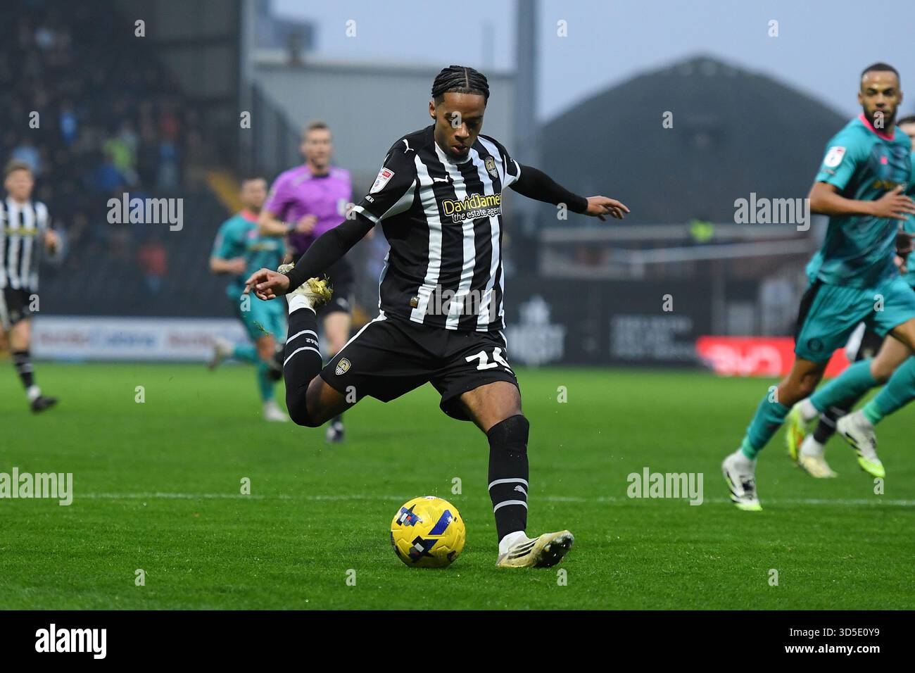 Tyrese Hall of Notts County lines up a shot at goal during the Sky Bet ...