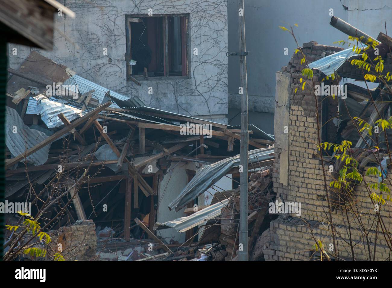 Srinagar, India. 15th Nov, 2025. The wreckage of the Nowgam police ...