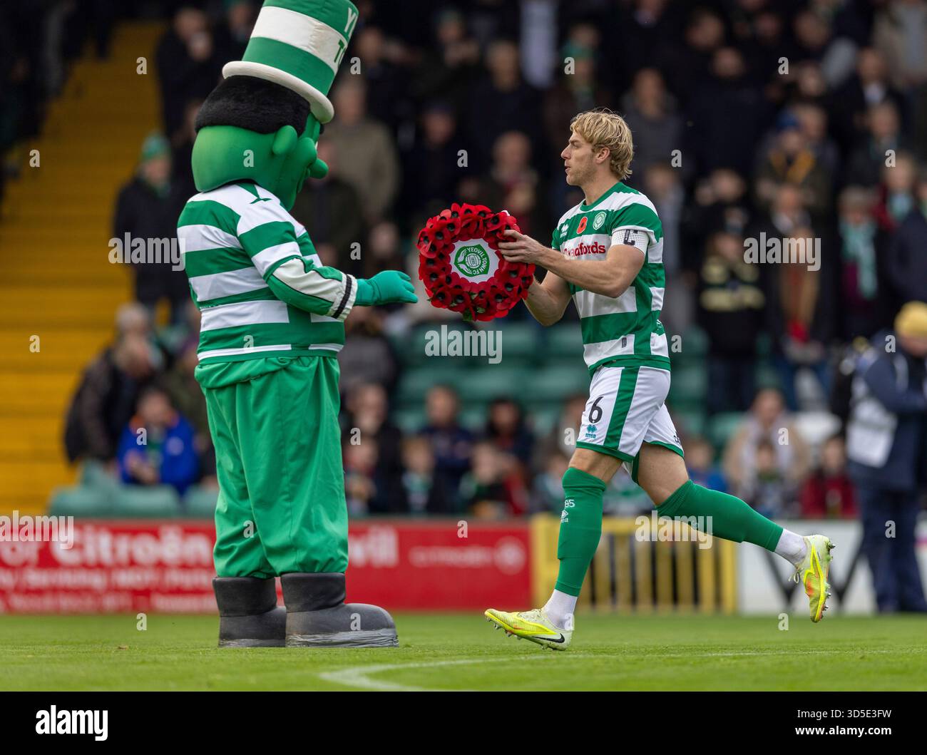 Yeovil Town's Jake Wannell with wreath Enterprise National League Match ...
