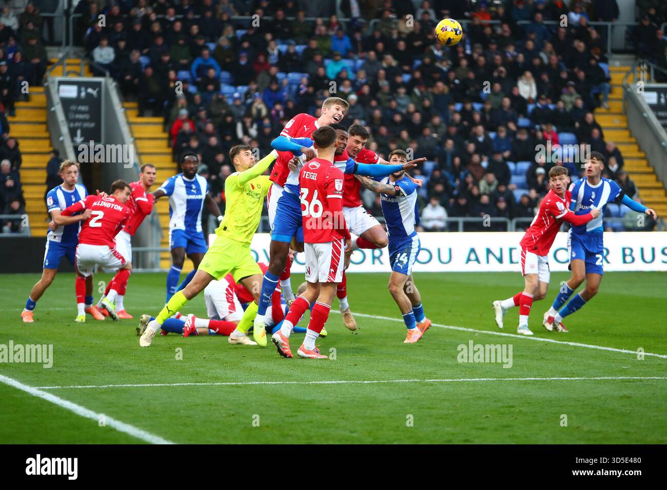 James Connolly of Crewe Alexandra heads the ball during the Oldham ...