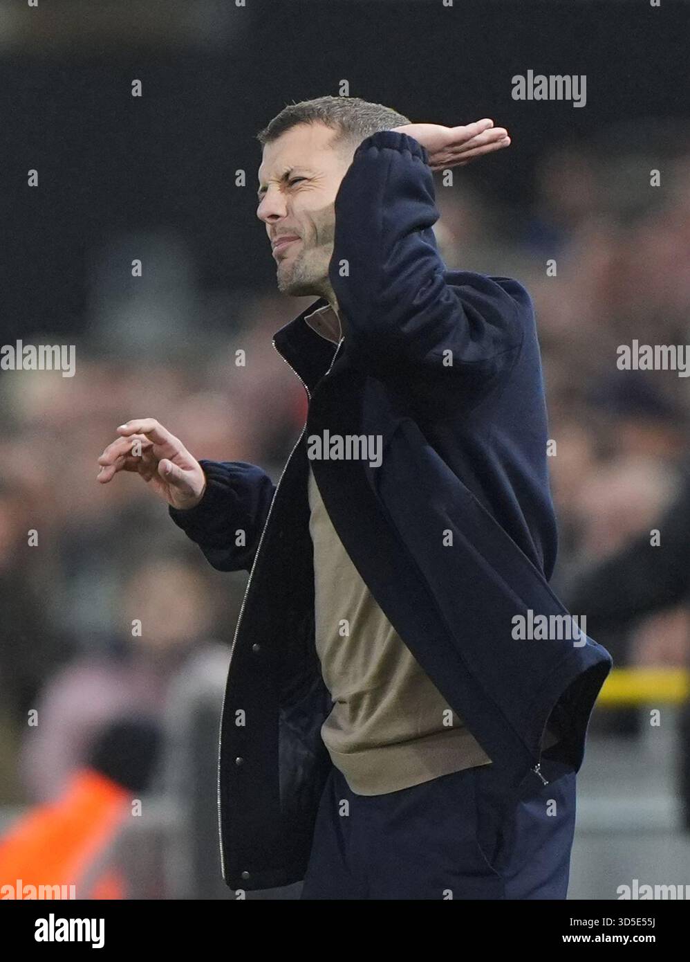 Luton Town manager Jack Wilshere gestures on the touchline during the ...