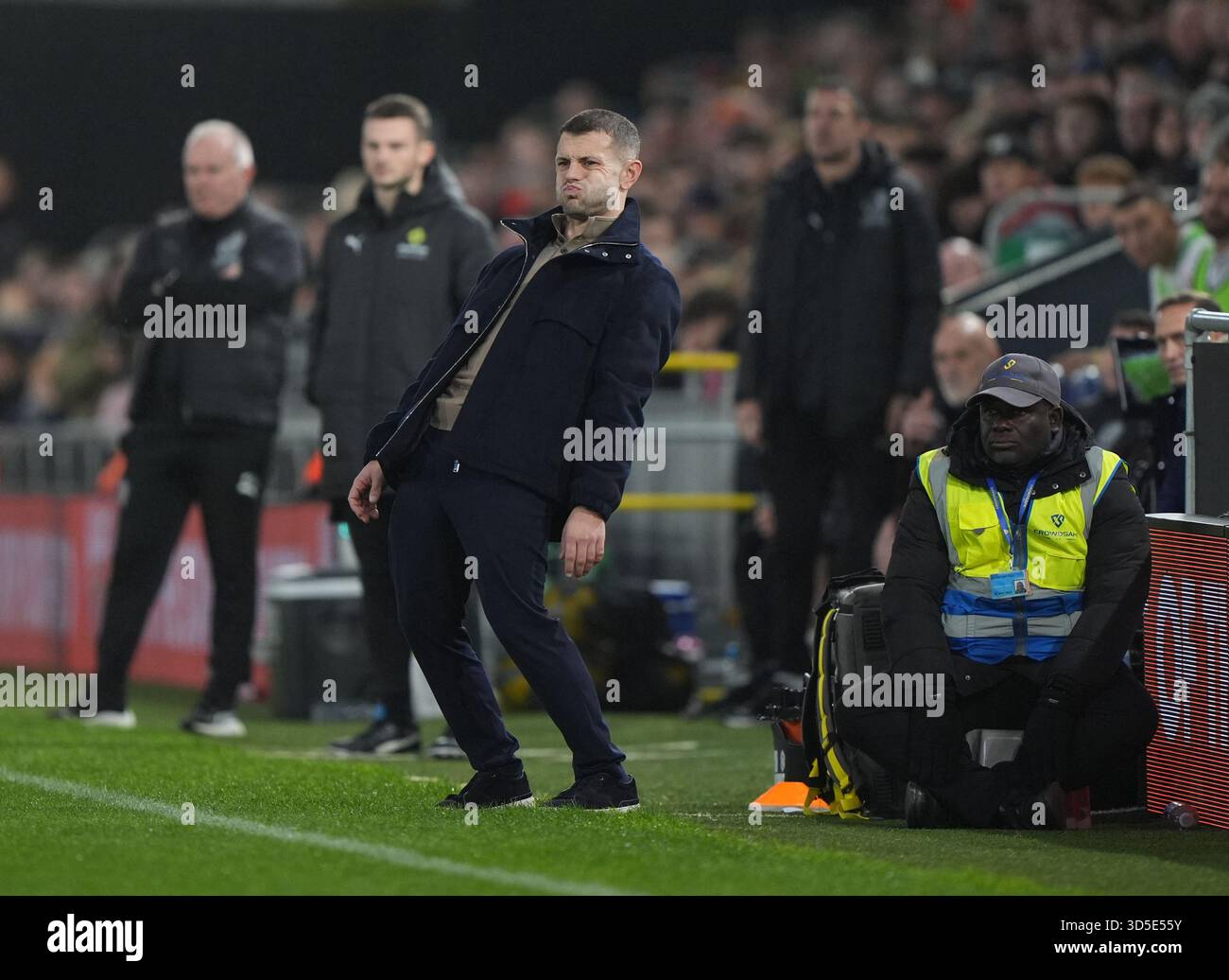 Luton Town manager Jack Wilshere gestures on the touchline during the Sky Bet League One match ...
