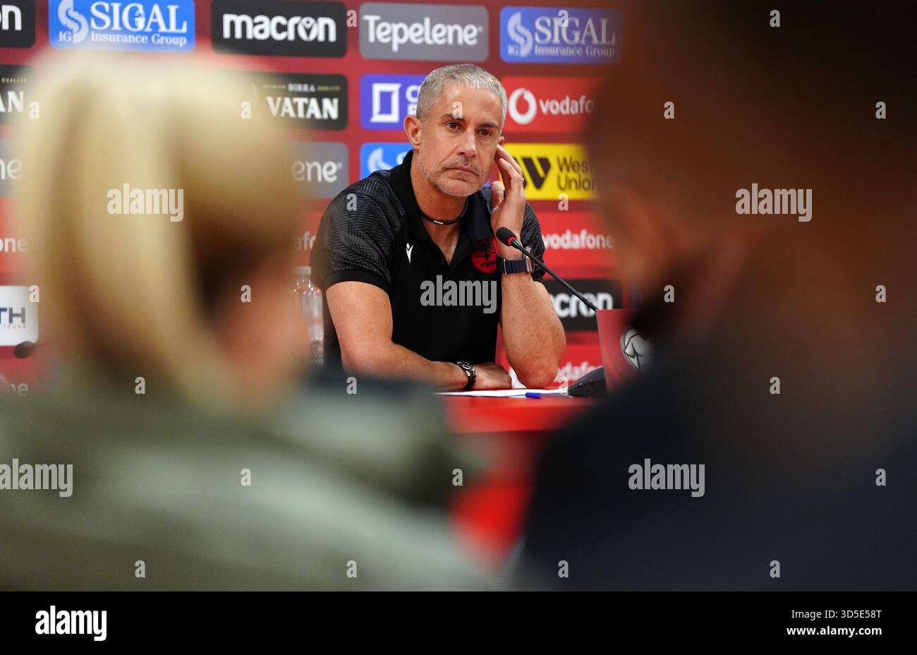 Albania manager Sylvinho during a press conference at the Air Albania ...