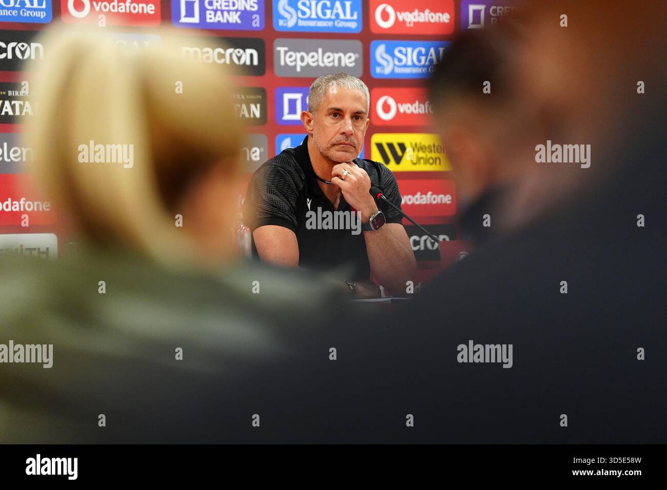 Albania manager Sylvinho during a press conference at the Air Albania ...