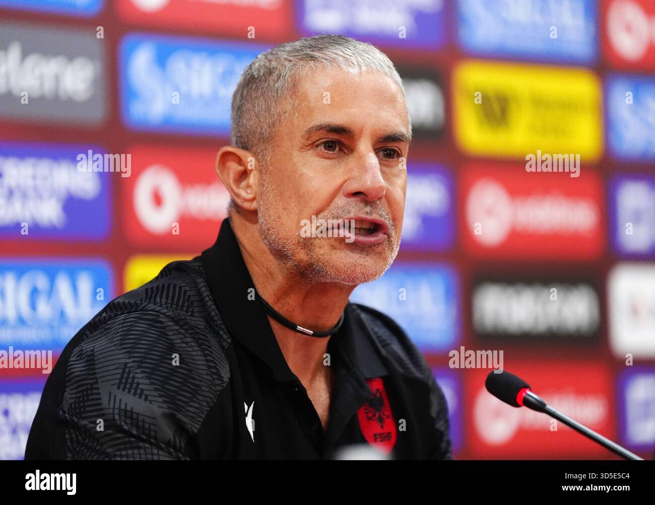 Albania manager Sylvinho during a press conference at the Air Albania ...