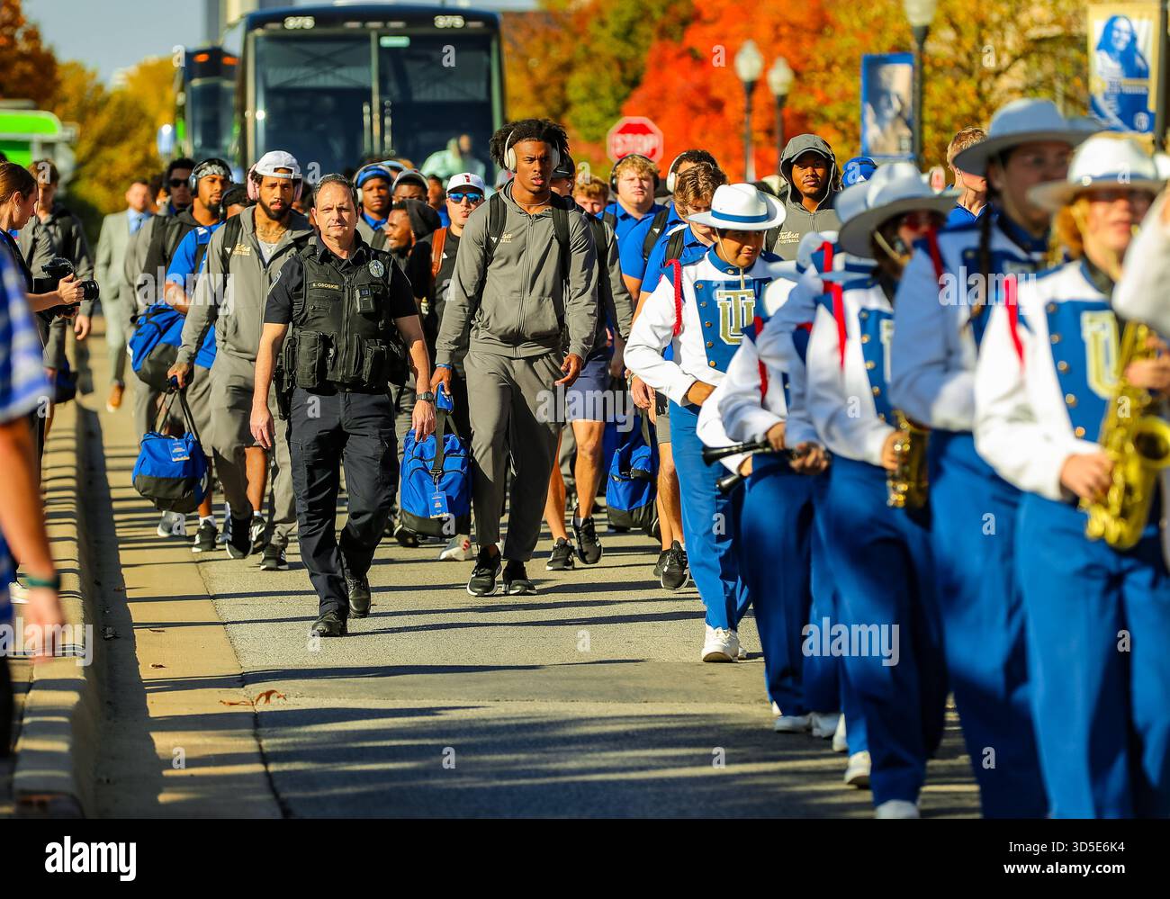 November 15, 2025:.Tulsa Golden Hurricane players on the pregame walk ...