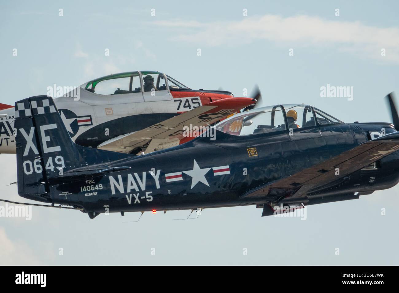 MONROE, NC (USA) - November 9, 2025: Two T-28 Trojan aircraft flying in ...