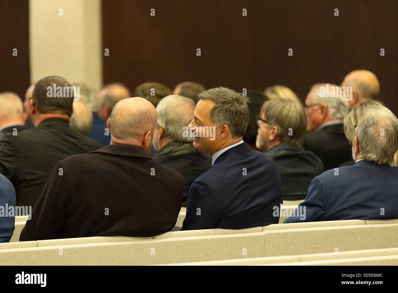 Eric Goens and Open VLD's Alexander De Croo pictured during the funeral ...