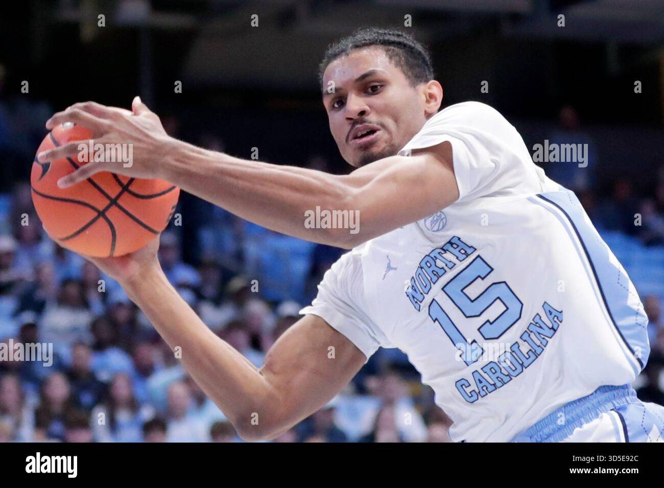 North Carolina forward Jarin Stevenson (15) pulls down a rebound during ...