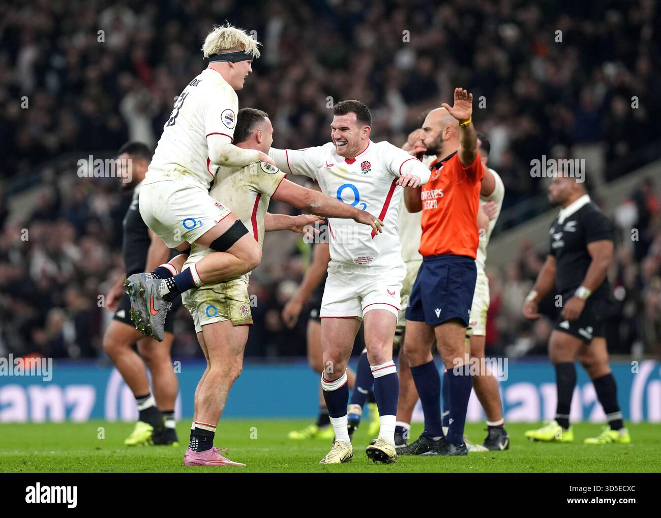 England's Henry Pollock, Ben Earl and Ben Spencer celebrate following ...