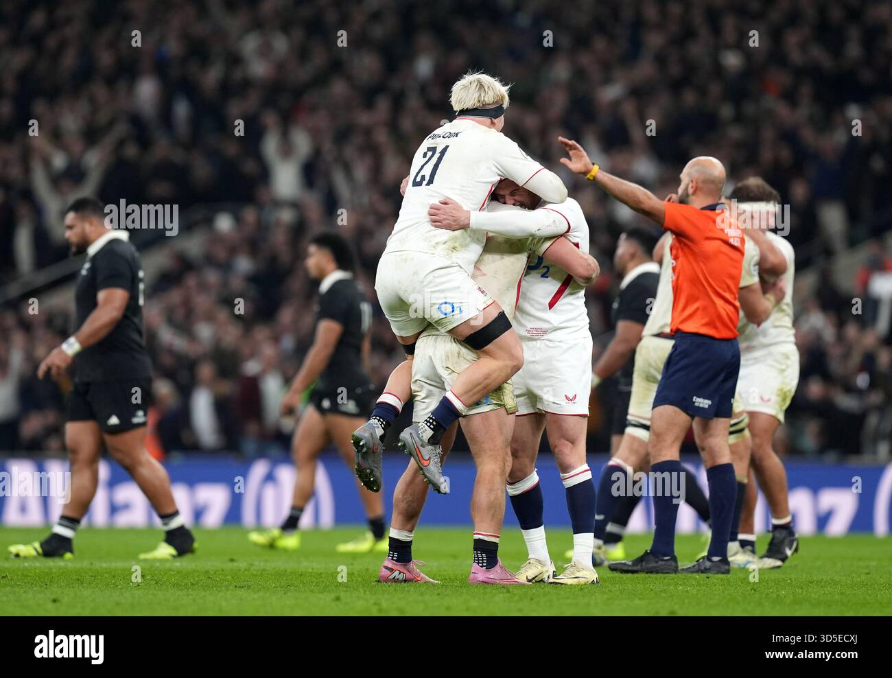 England's Henry Pollock, Ben Earl and Ben Spencer celebrate following ...