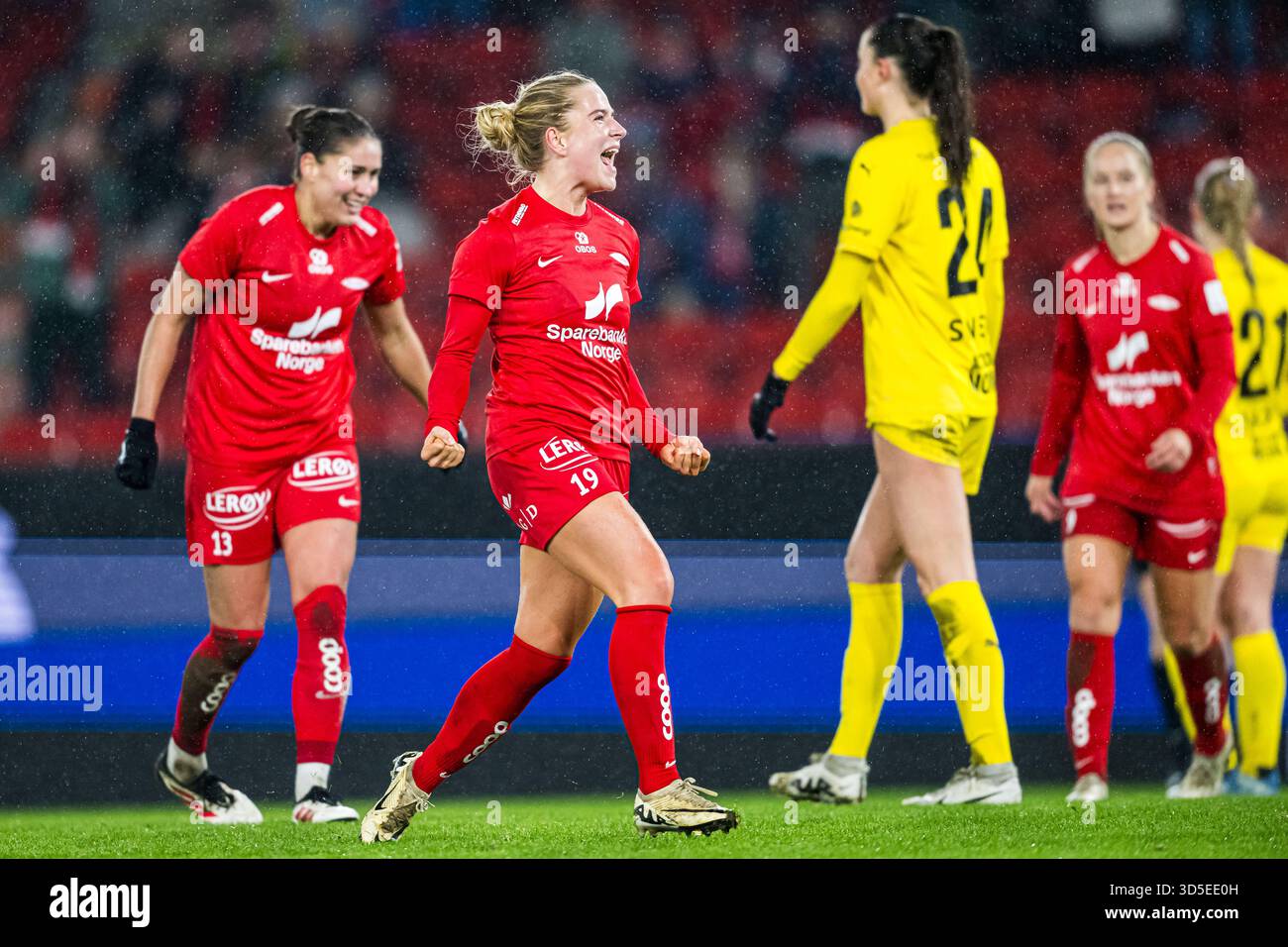 251115 Monica Isaksen of Brann celebrates after scoring the 4-0 goal ...