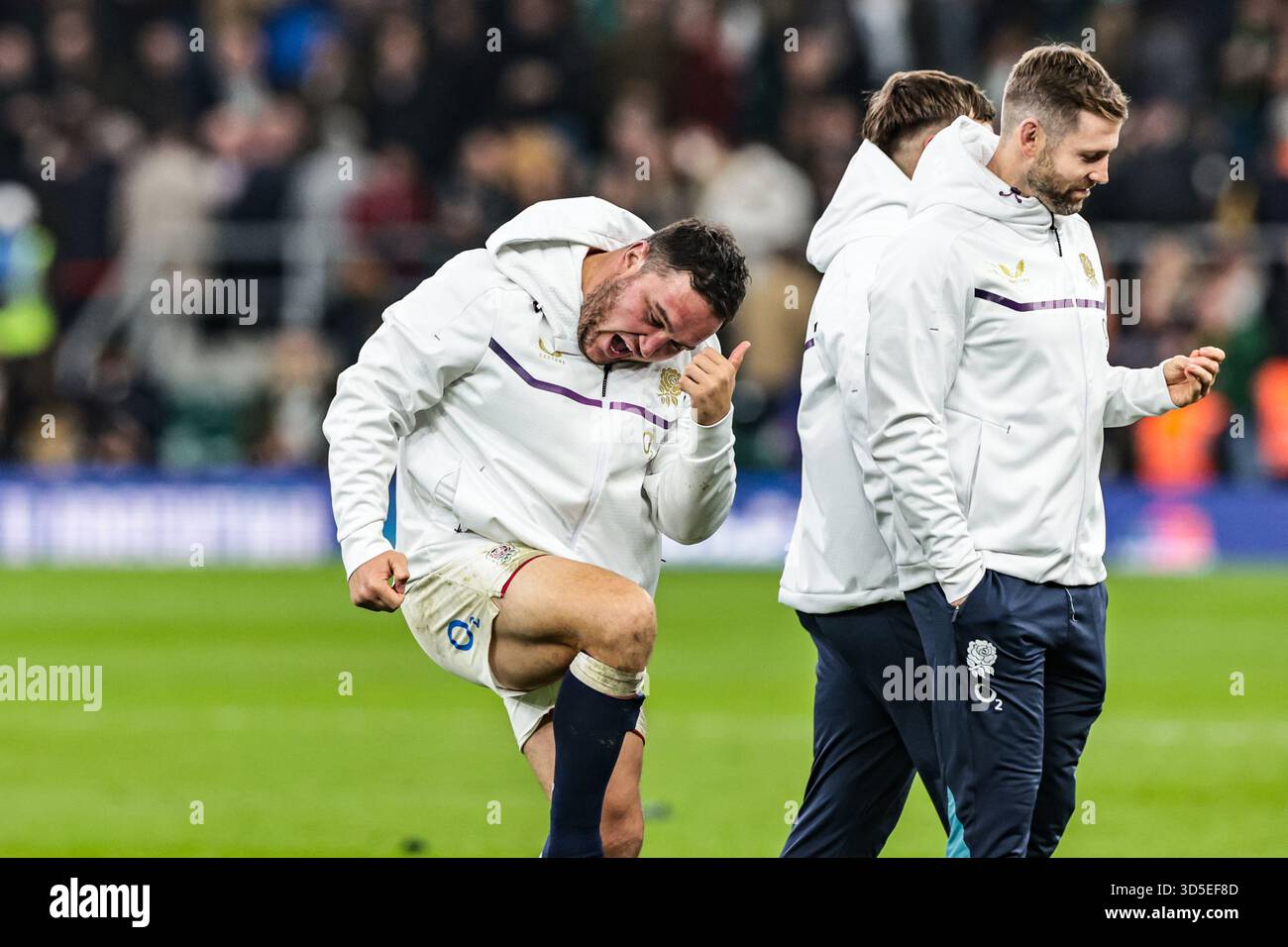 Jamie George of England celebrates the win during the Quilter Nations ...