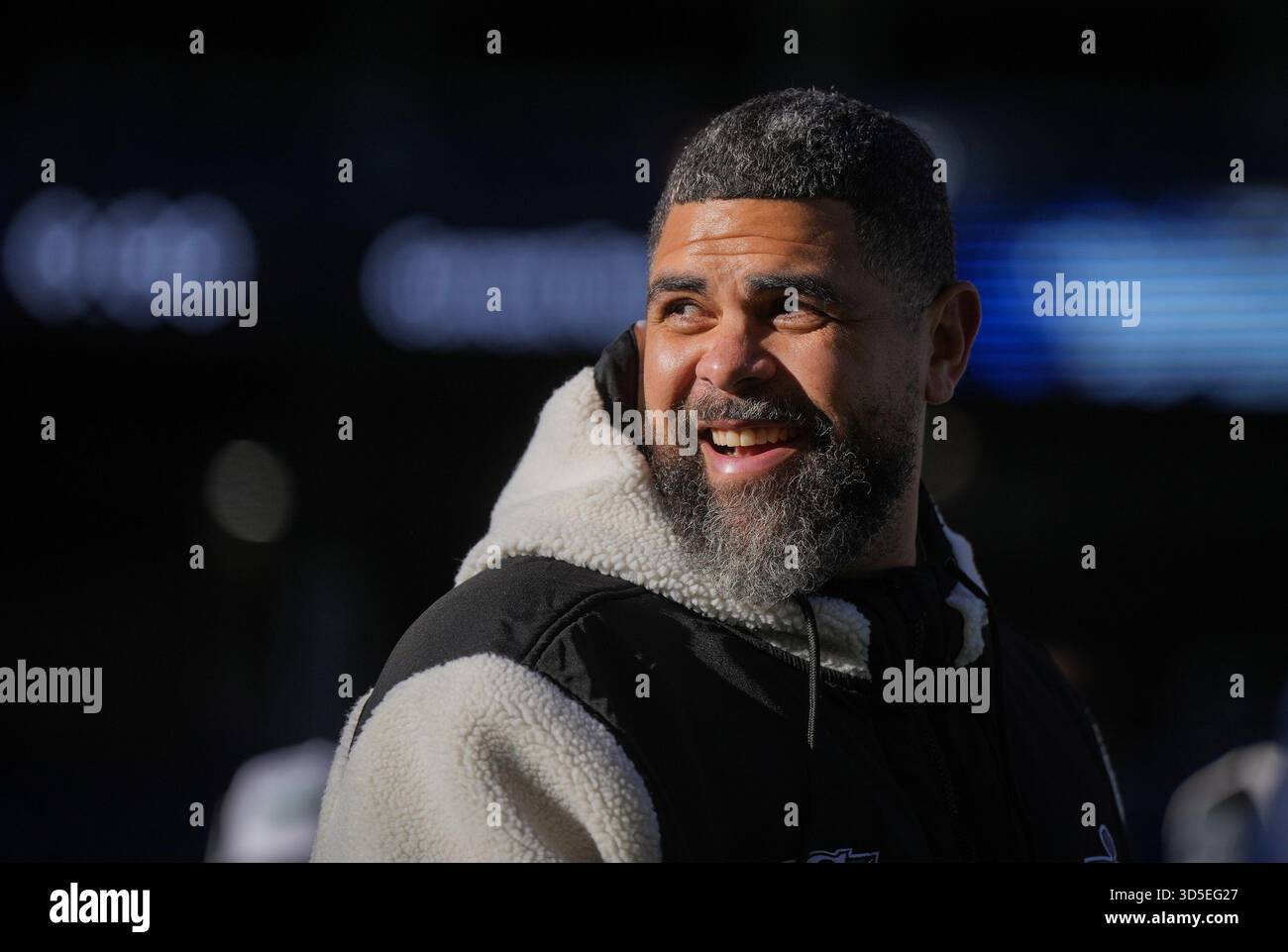 Saskatchewan Roughriders head coach Corey Mace smiles during the team's ...