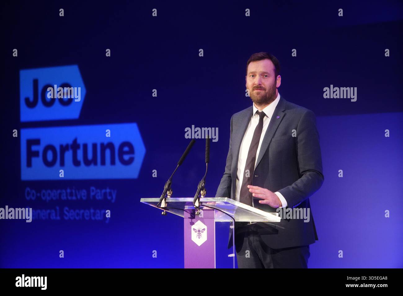 Co-operative Party General Secretary Joe Fortune speaks during the Co ...