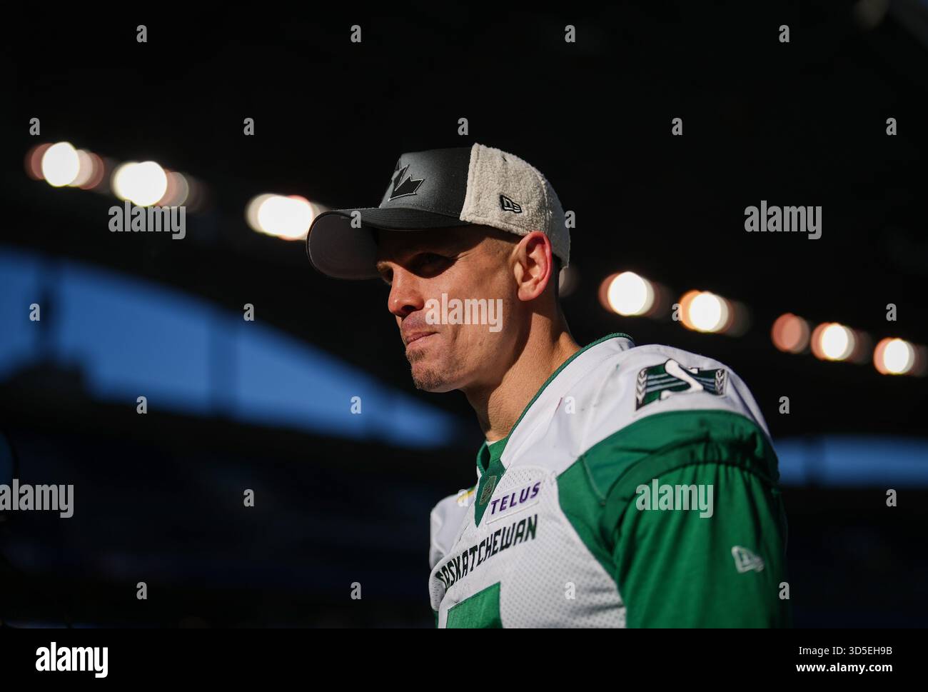 Saskatchewan Roughriders quarterback Trevor Harris stands on the field ...