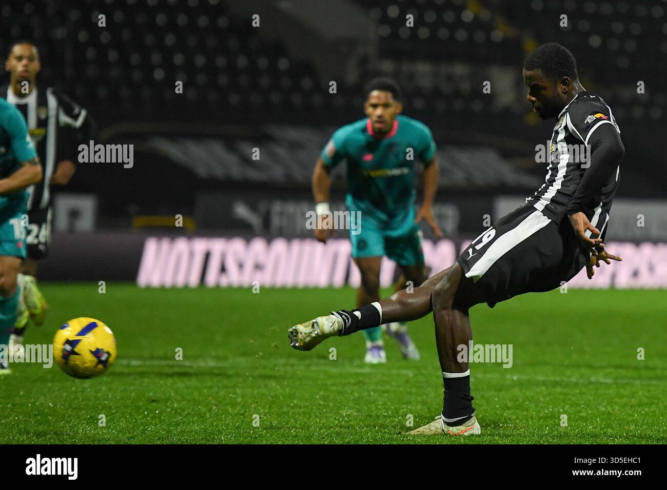 Matthew Dennis of Notts County scores from the penalty spot to make it ...