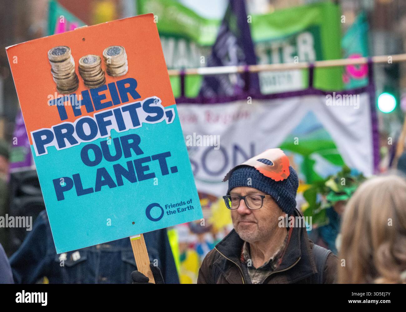 Their Profits our planet sign. Greater Manchester Climate Justice ...