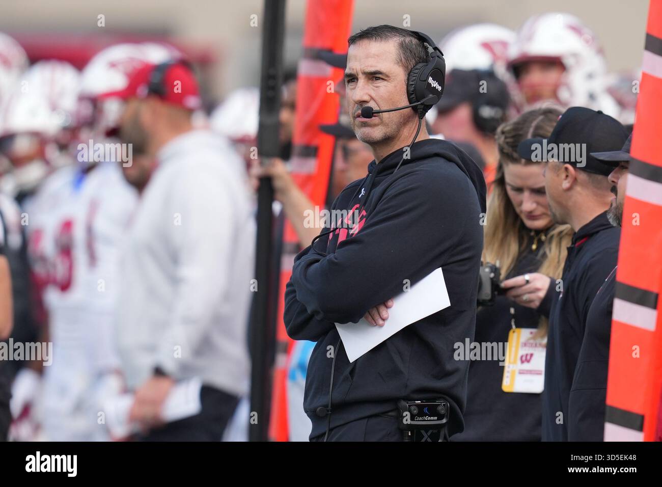 Wisconsin head coach Luke Fickell watches during the first half of an ...