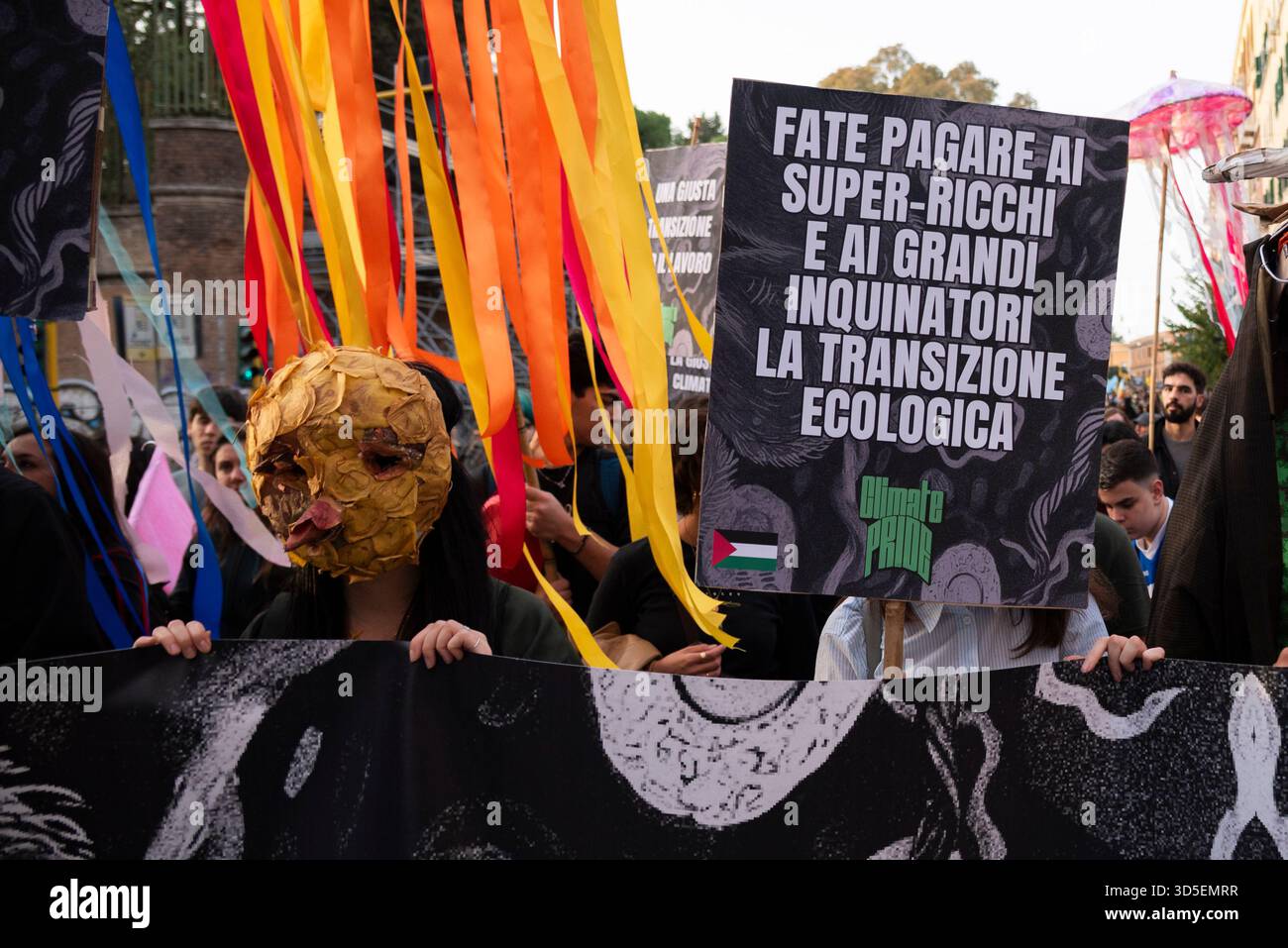 Rome, Italy. 15th November 2025. Climate Pride. People are ...