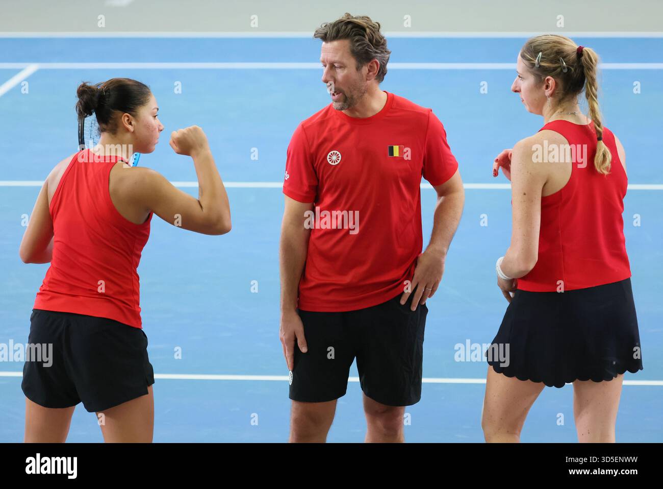 Belgian Sofia Costoulas, Belgian team captain Wim Fissette and Belgian ...