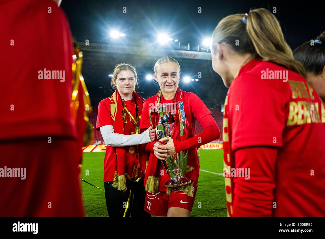 251115 Signe Gaupset and Lauren Alison Davidson of Brann celebrates ...