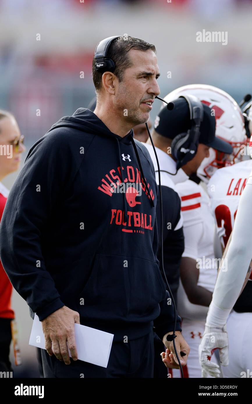BLOOMINGTON, IN - NOVEMBER 15: Head coach Luke Fickell of the Wisconsin ...