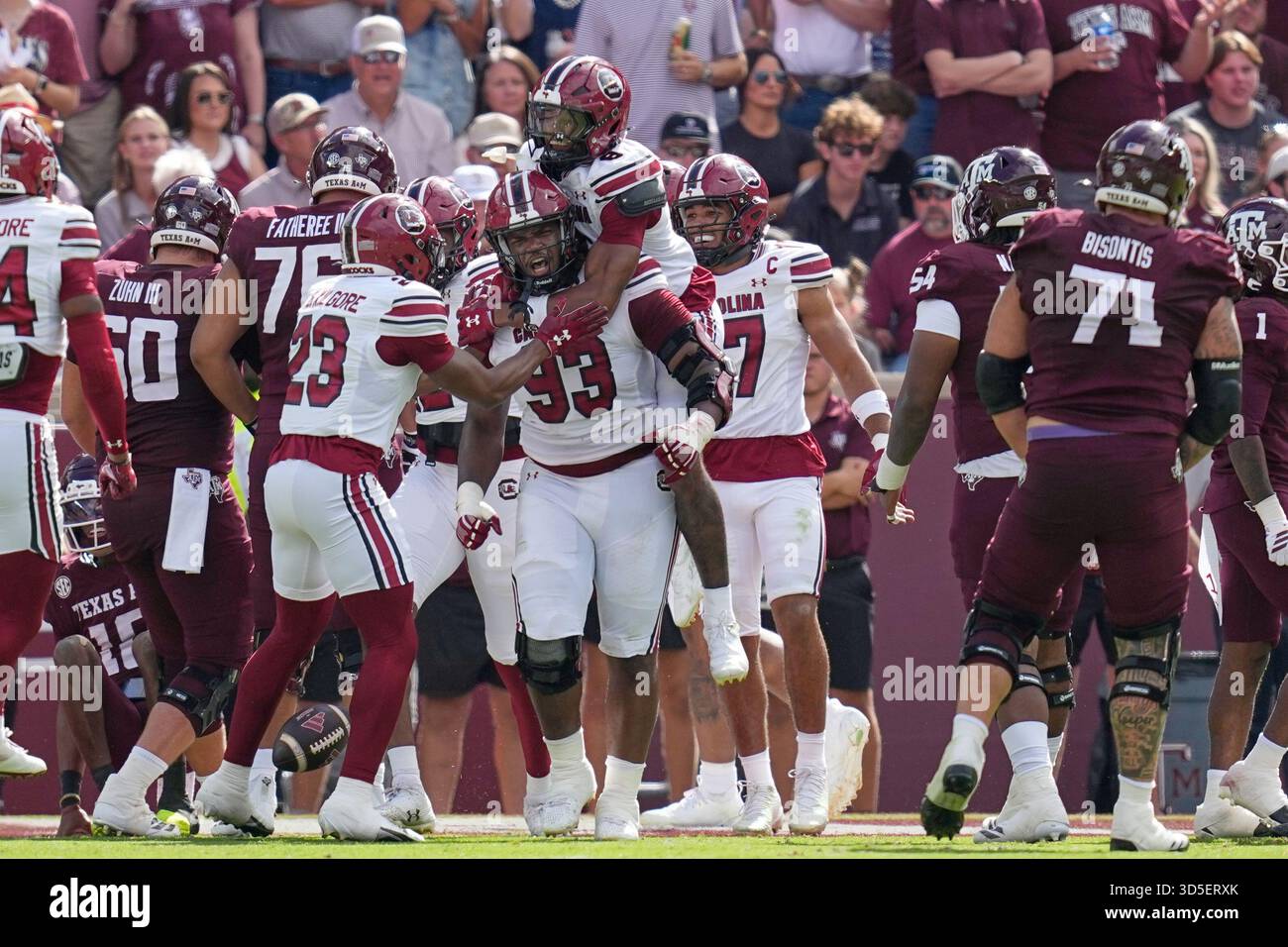 South Carolina defensive lineman Nick Barrett (93) celebrates with ...