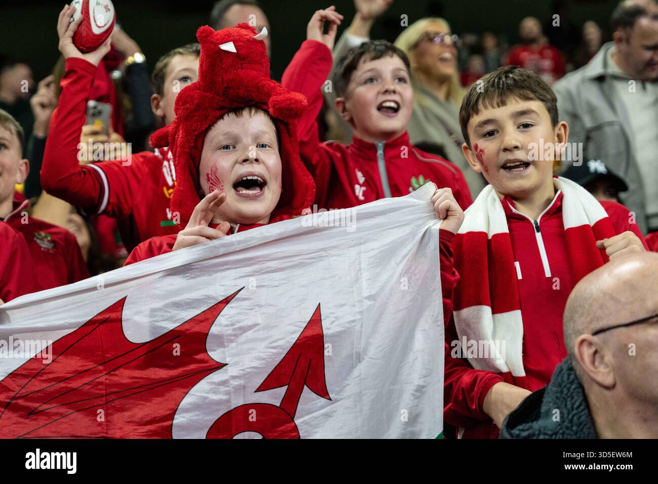 Young Welsh fans during the Quilter Nations Series 2025 match Wales vs ...