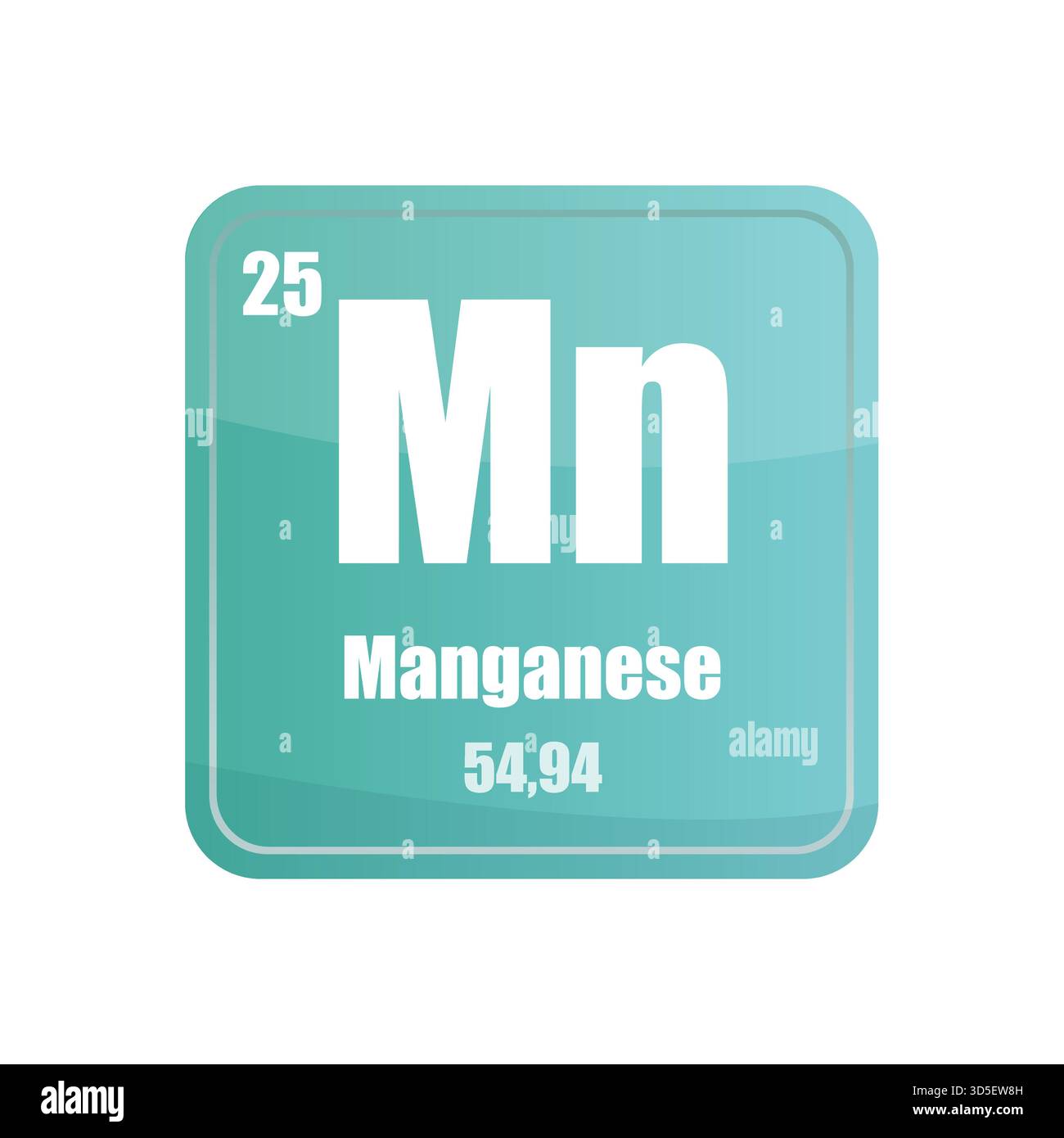 Manganese chemical element tile. Atomic number twenty five. Mn sign ...