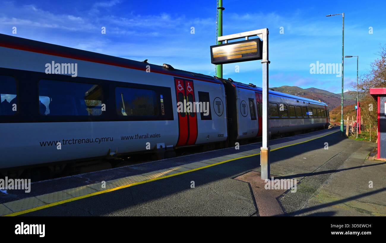 Transport for Wales train on the Welsh Cambrian line heading to ...