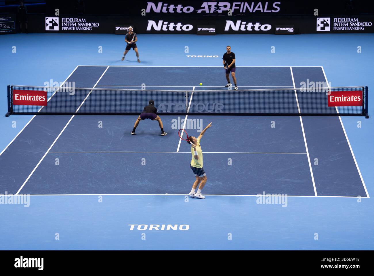 Neal Skupski and Joel Salisbury in action during their semi final match ...