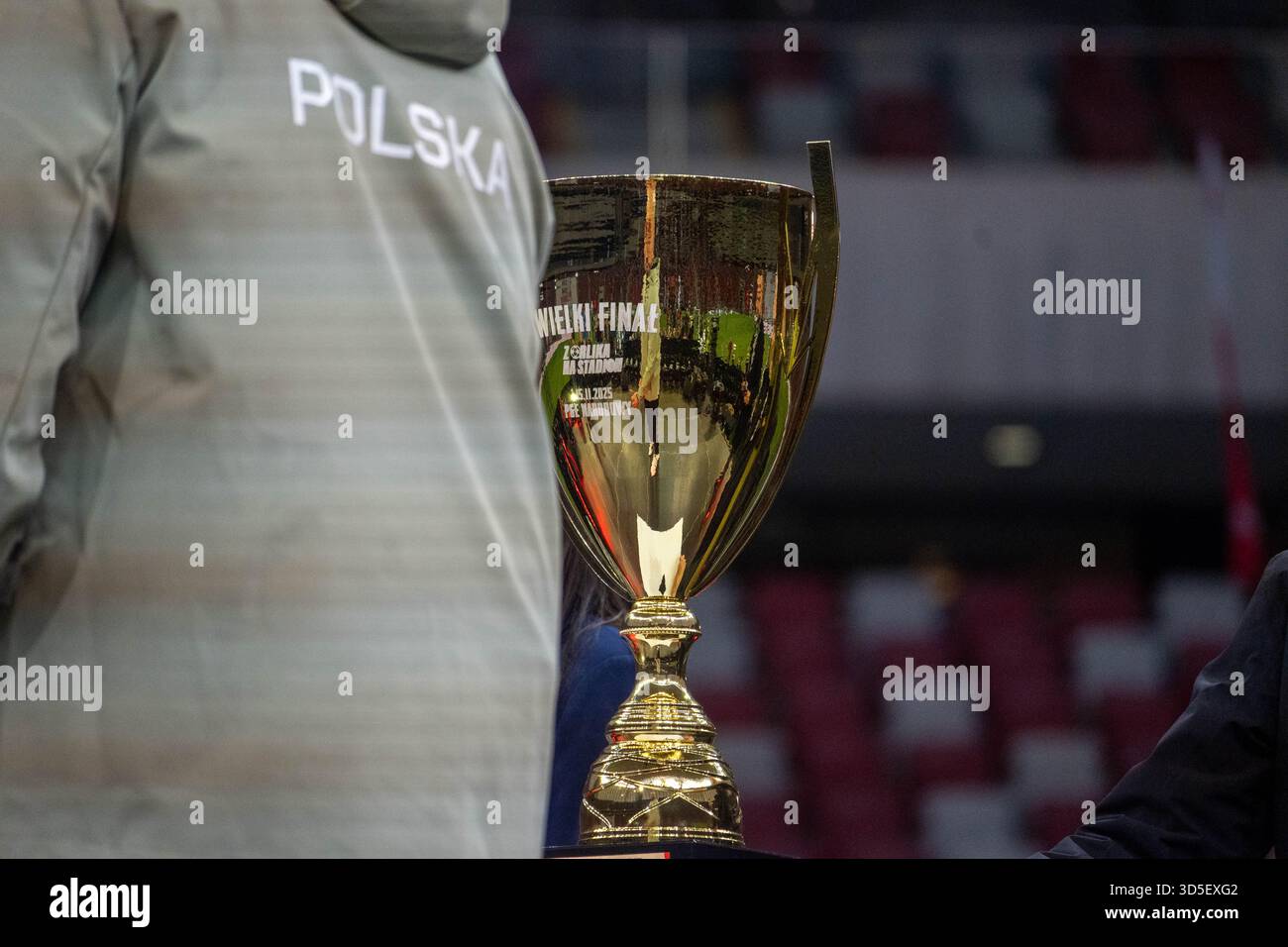Warsaw, Poland. 15th November 2025. Trophy seen during press conference ...