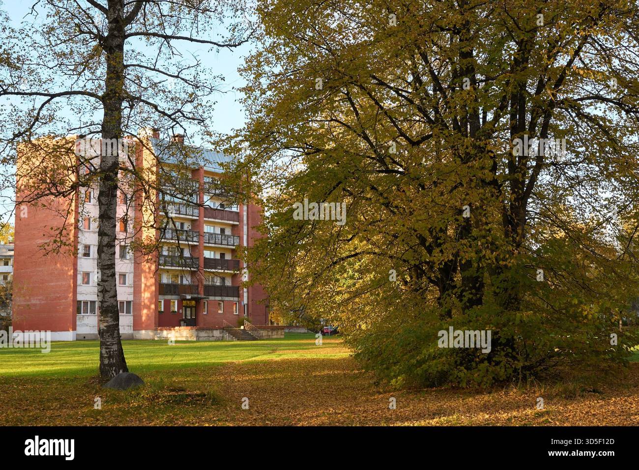 Apartment House Among Autumn Trees in a Peaceful Town Stock Photo - Alamy