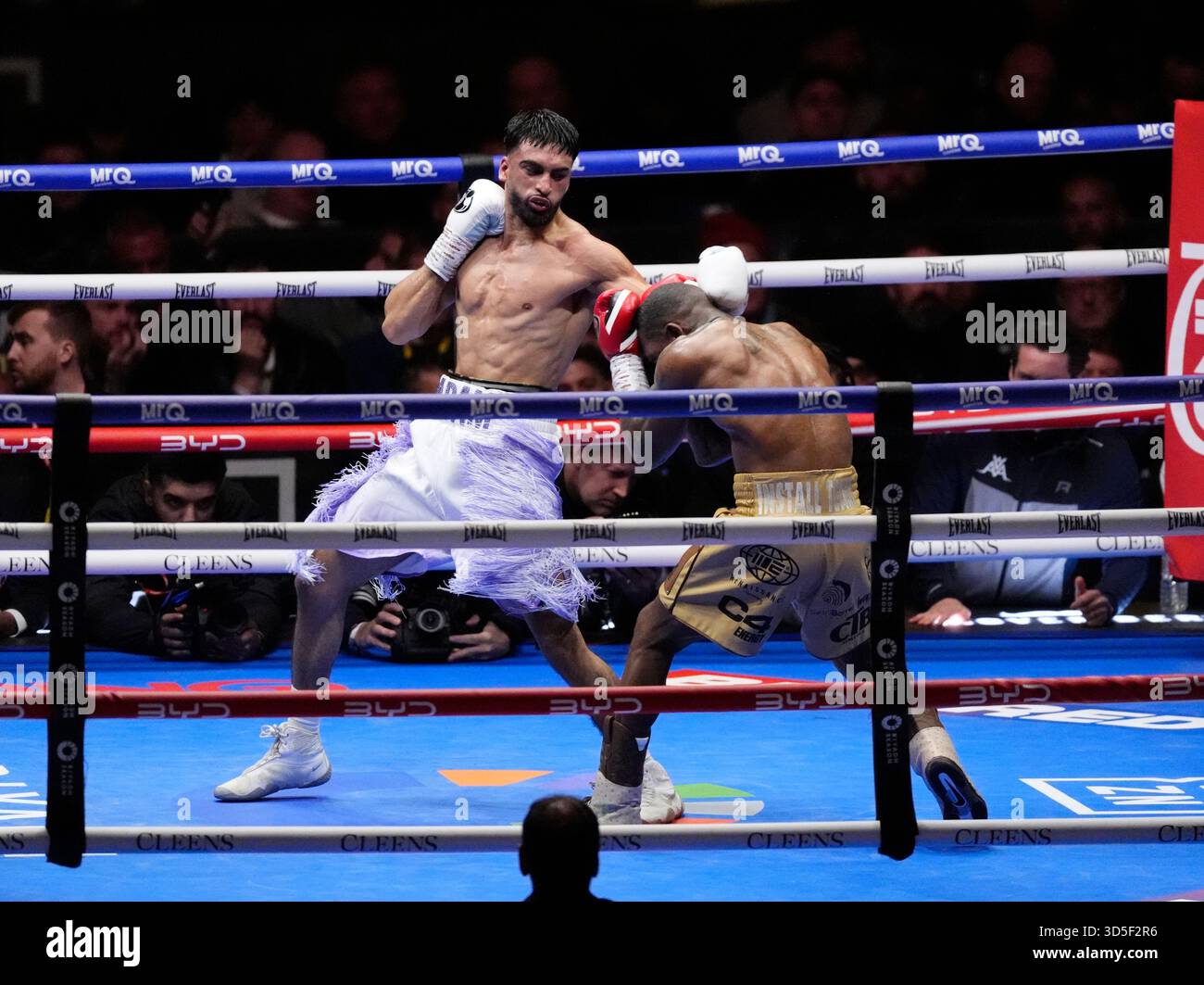 Adam Azim (left) in action against Kurt Scoby at the Tottenham Hotspur ...