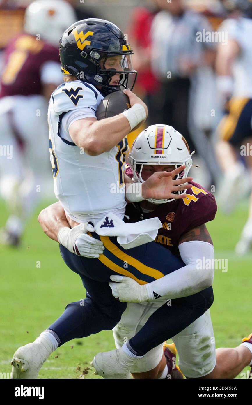 Arizona State linebacker Keyshaun Elliott (44) sacks West Virginia ...