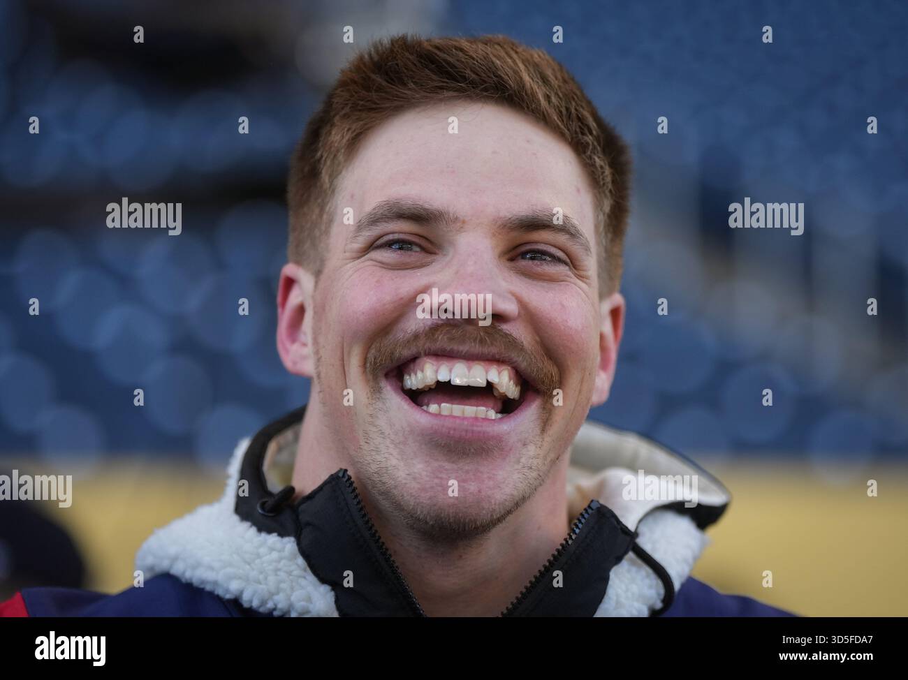 Montreal Alouettes quarterback Davis Alexander laughs during a ...