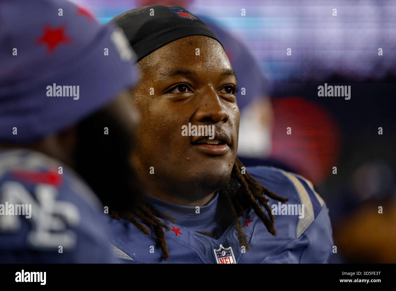 New England Patriots outside linebacker Jared Wilson (58) reacts on the ...
