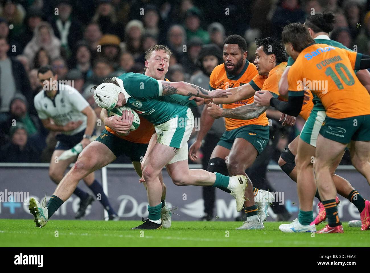 Ireland's Mack Hansen on his way to scoring a try during the Quilter ...