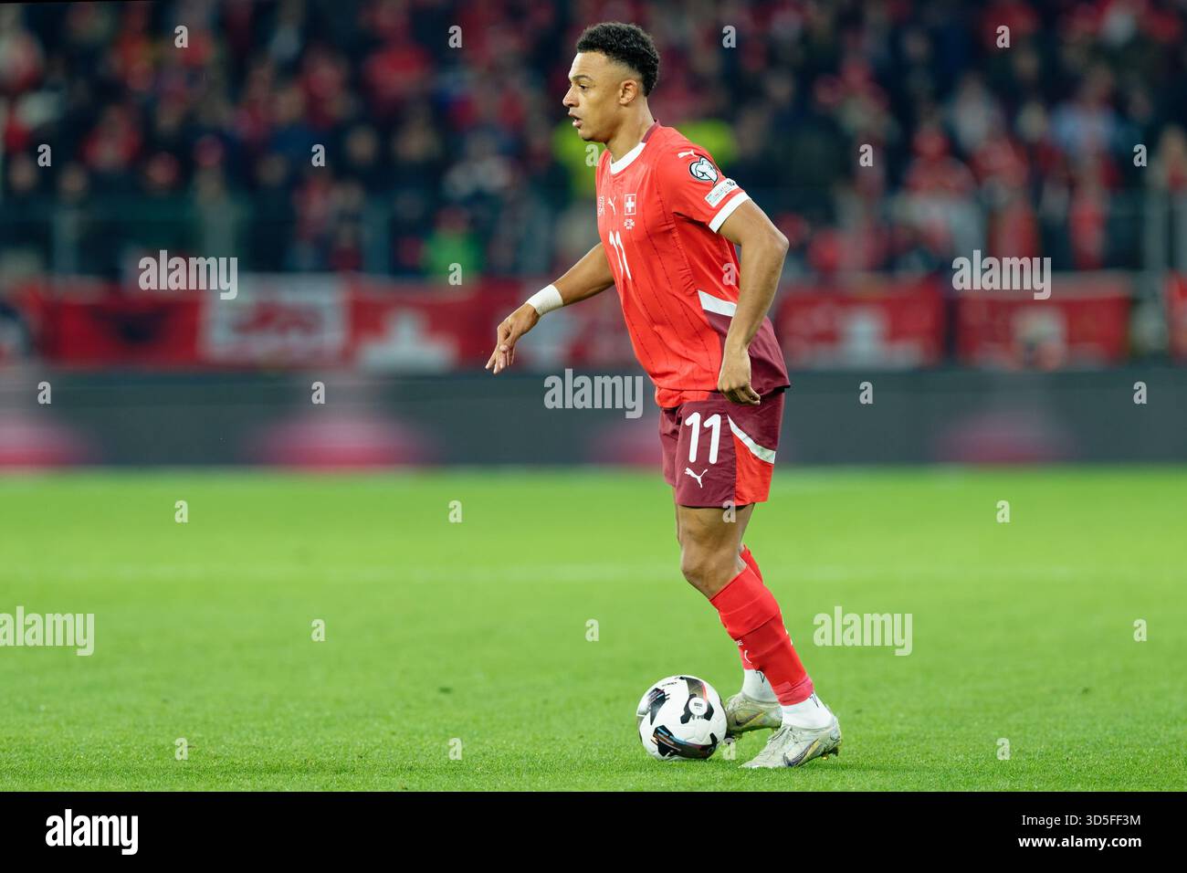 Dan Ndoye (11 Switzerland) controls the ball (action) during the FIFA ...