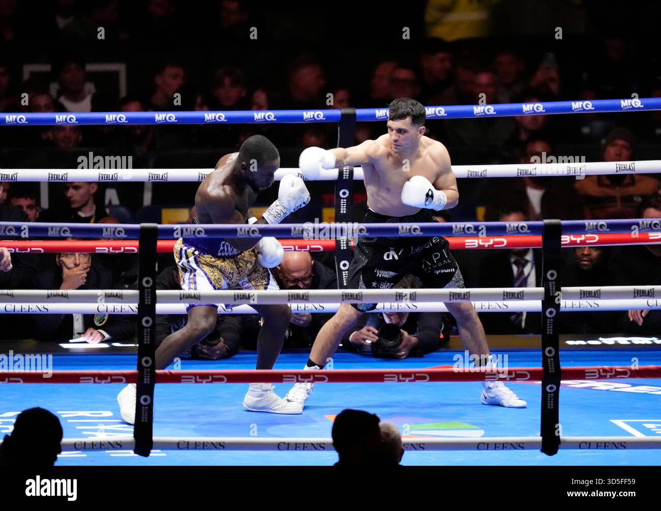 Jack Catterall (right) in action against Ekow Essuman at the Tottenham ...