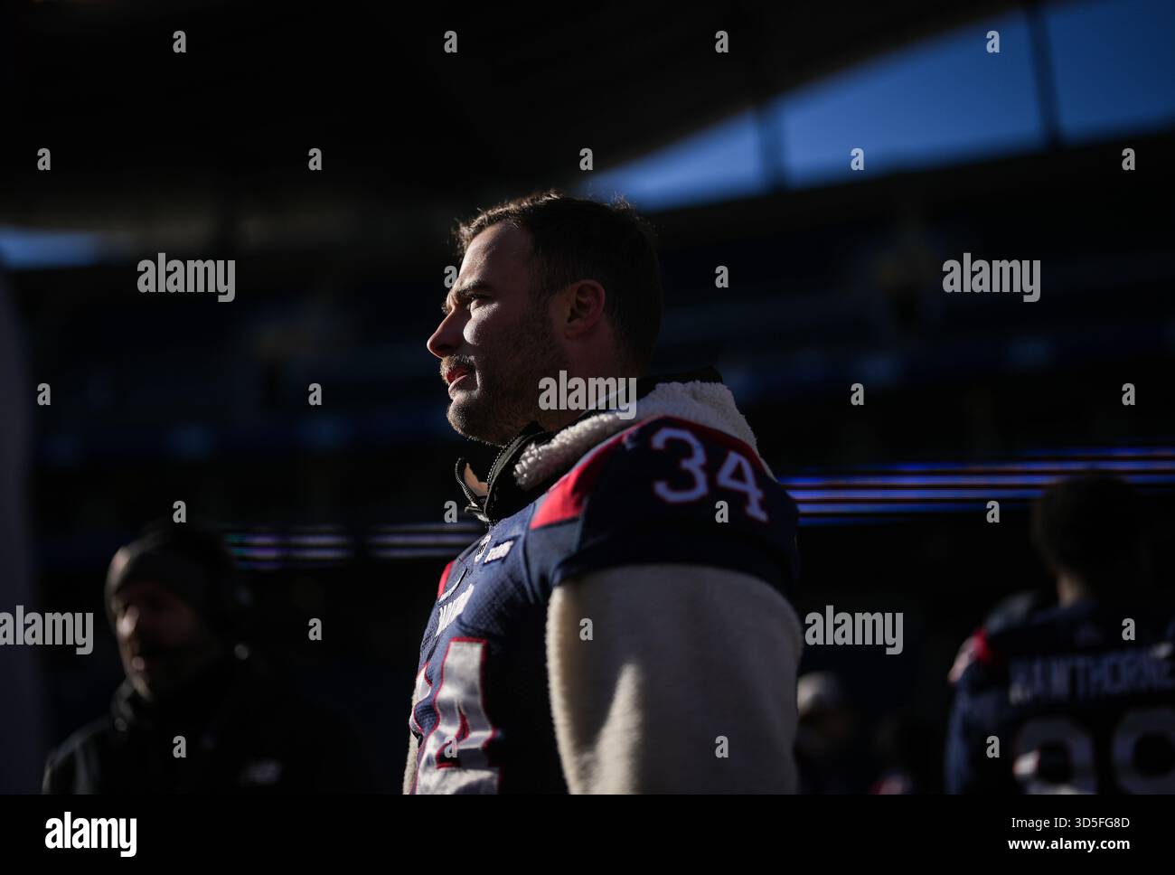 Montreal Alouettes' Alexandre Gagne walks on the field during a ...