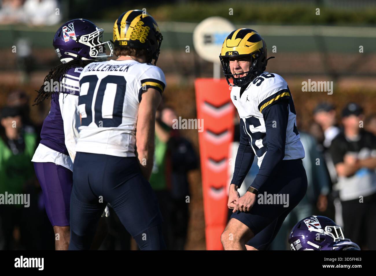 Michigan kicker Dominic Zvada (96) celebrates with teammate Hudson ...