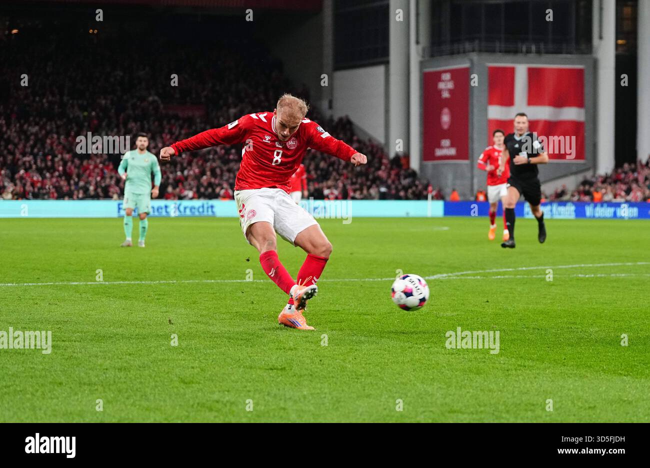 November 15 2025: Gustav Isaksen of Denmark shoots on goal during a ...