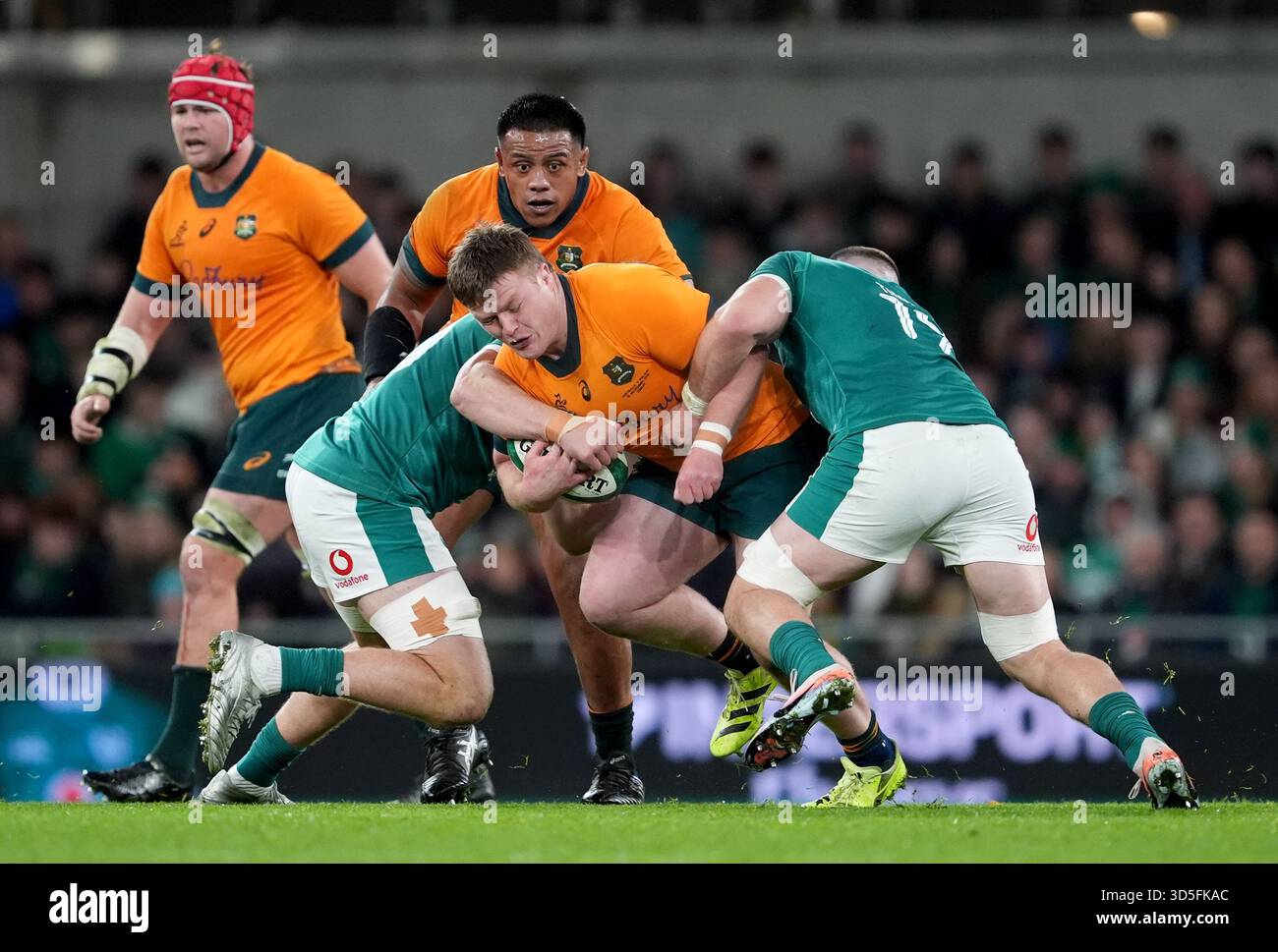 Australia's Billy Pollard is tackled during the Quilter Nations Series ...