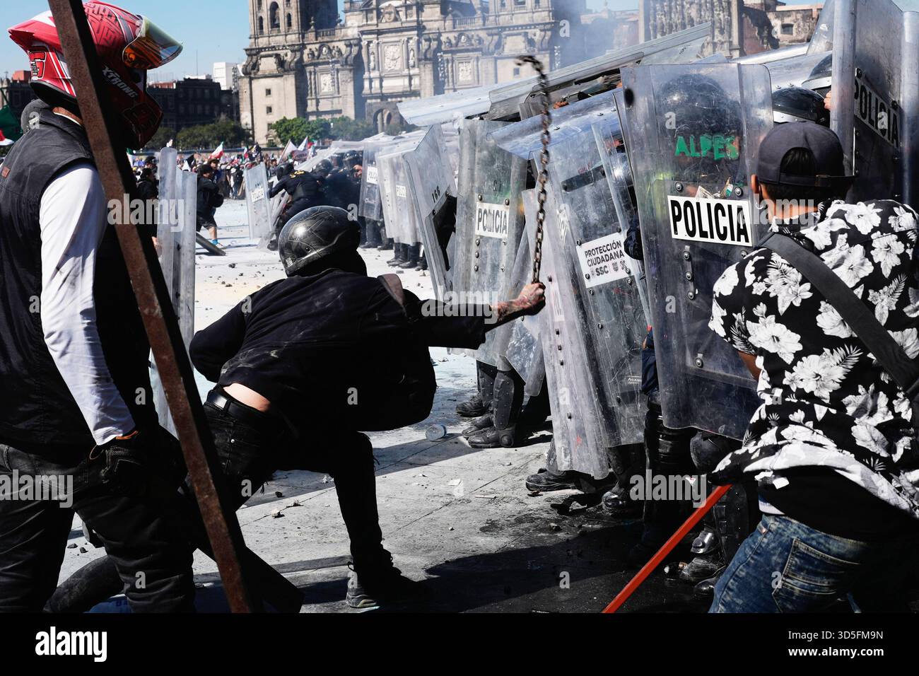 Protesters charge against police during a youth anti-government march ...