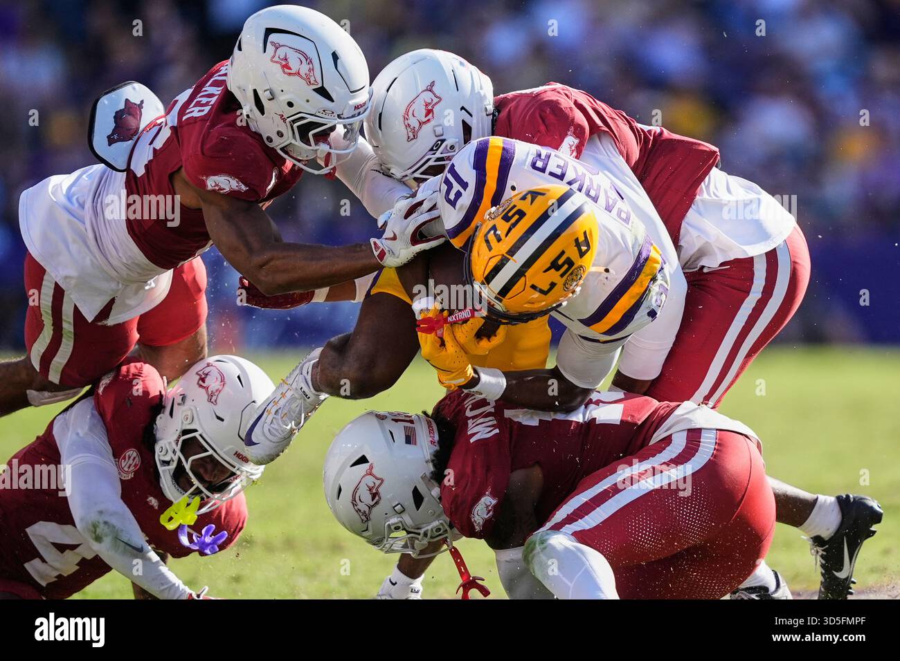 LSU wide receiver Kyle Parker (12) carries against Arkansas in the ...