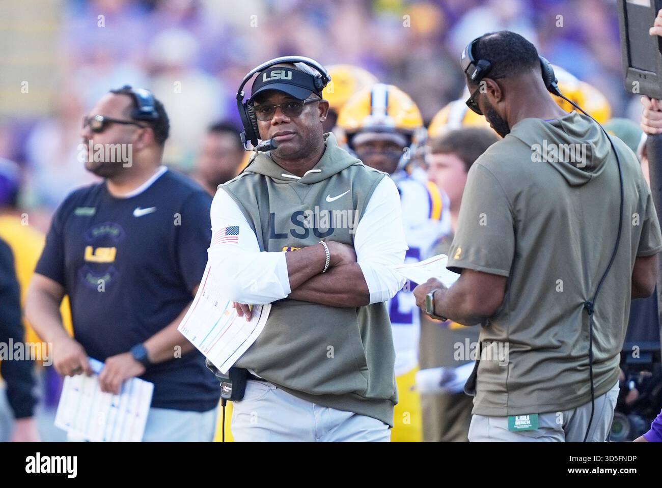 LSU interim head coach Frank Wilson III watches from the sideline in ...